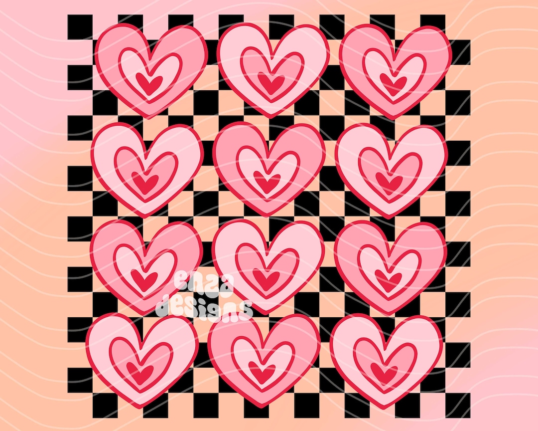 Checkered Hearts Png, Valentines Png, Love Vibes Png, Cute Valentines ...