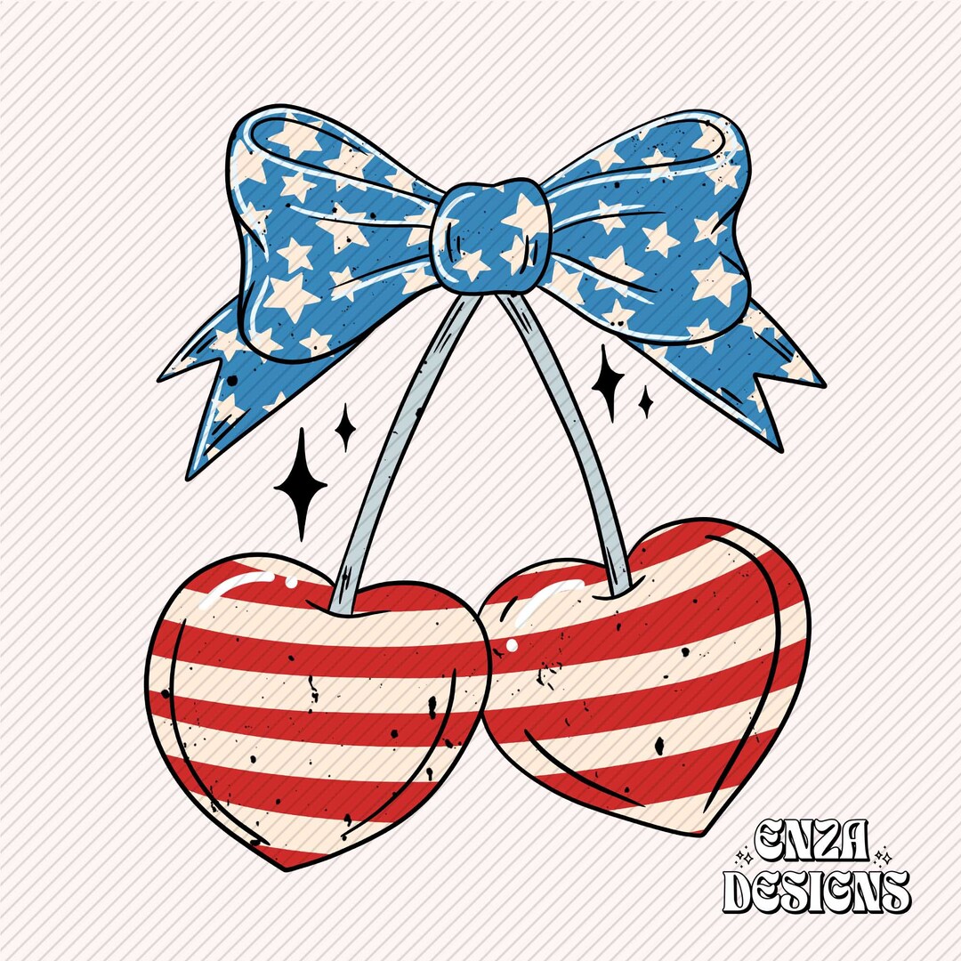 Cherry Coquette Bow 4th of July Png Sublimation Designs Digital ...