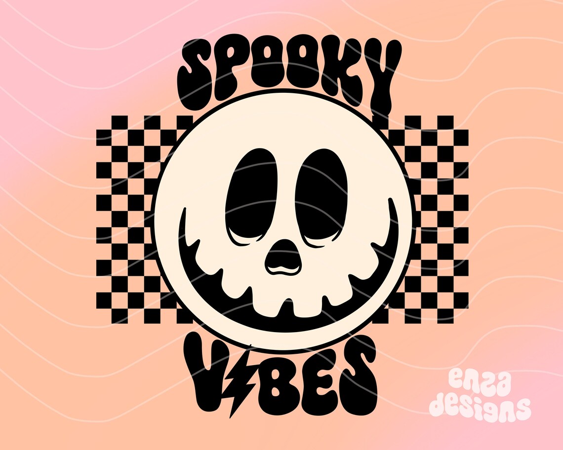 Spooky Vibes Checkered Png Retro Halloween Png Halloween - Etsy