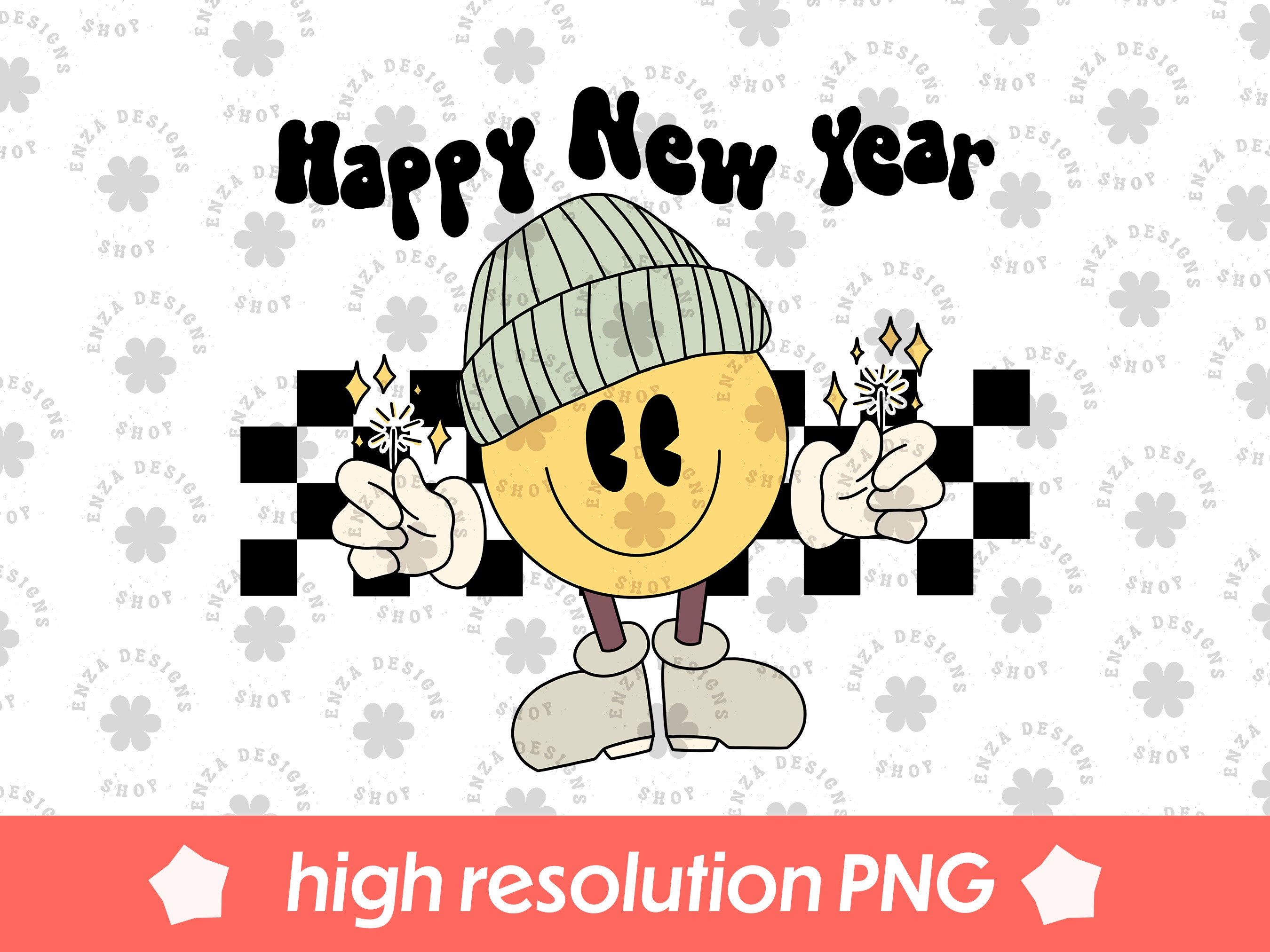 Smiley Face Happy New Year Png, Retro New Year Png, Nye Png, 2023 ...
