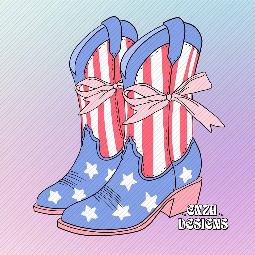 Coquette Cowgirl Boots 4th of July Png Sublimation Designs Digital ...