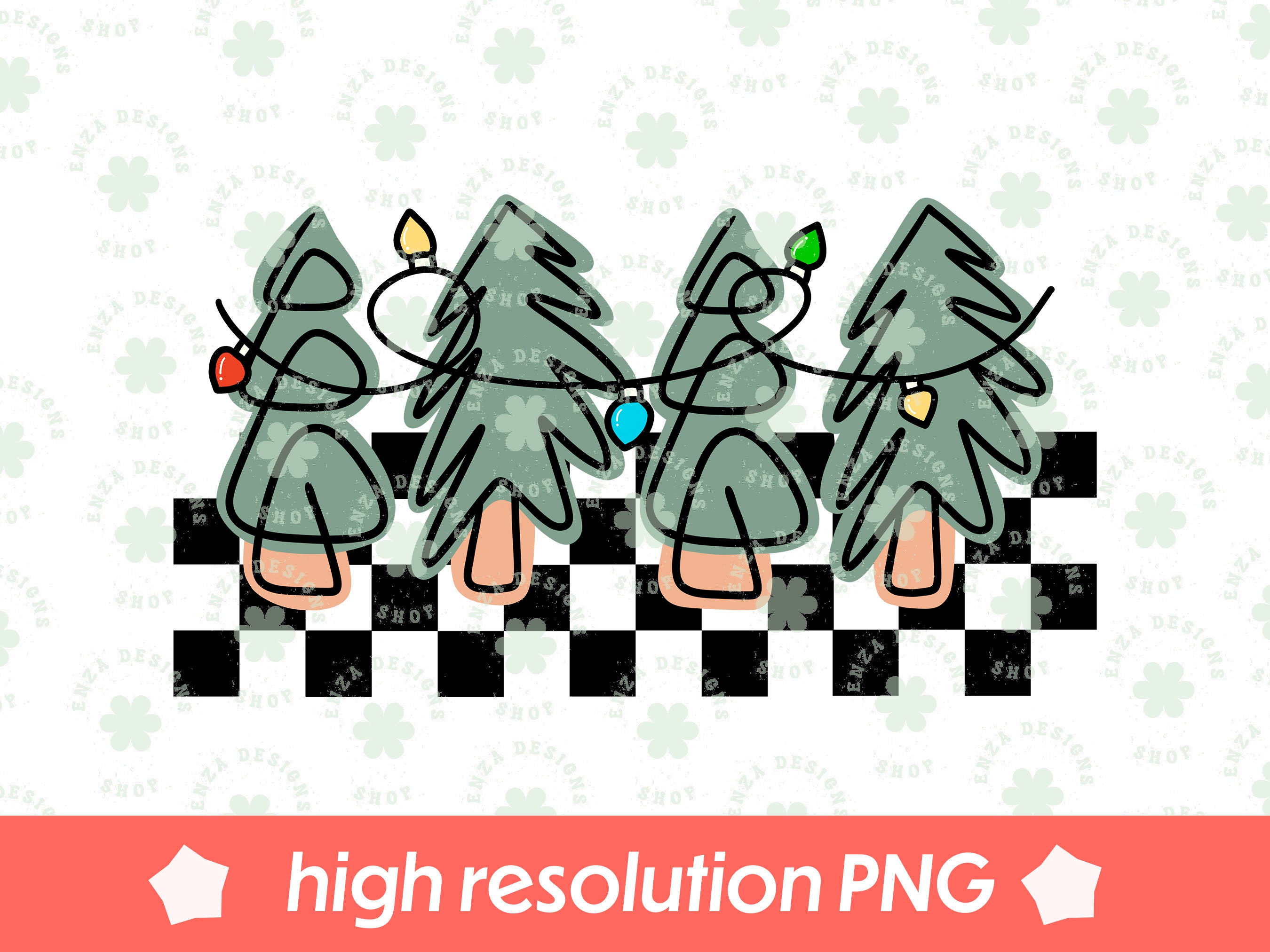 Retro Christmas Png Checkered Trees Png Christmas Png Kids - Etsy