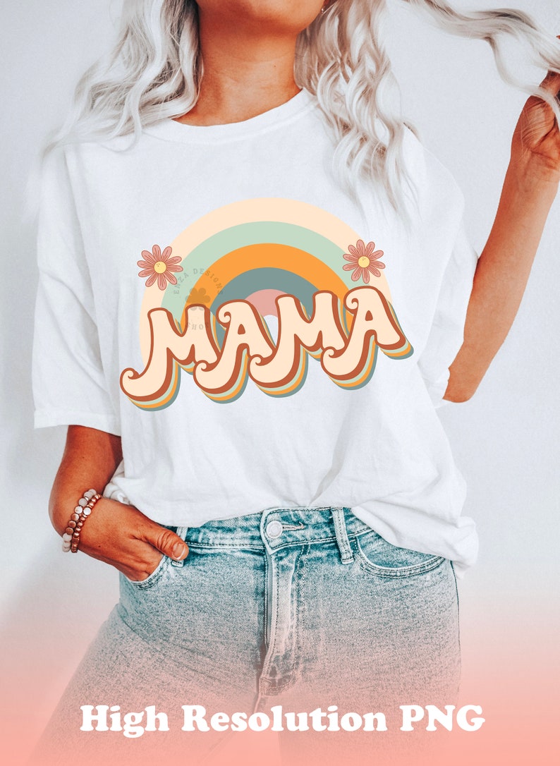 Mama Vintage Boho Rainbow Png Boho Mom Png Mama Sublimation - Etsy