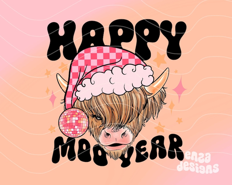 Happy Moo Year Png, Western 2025 Png, Howdy 2025 Png, Western New Year ...