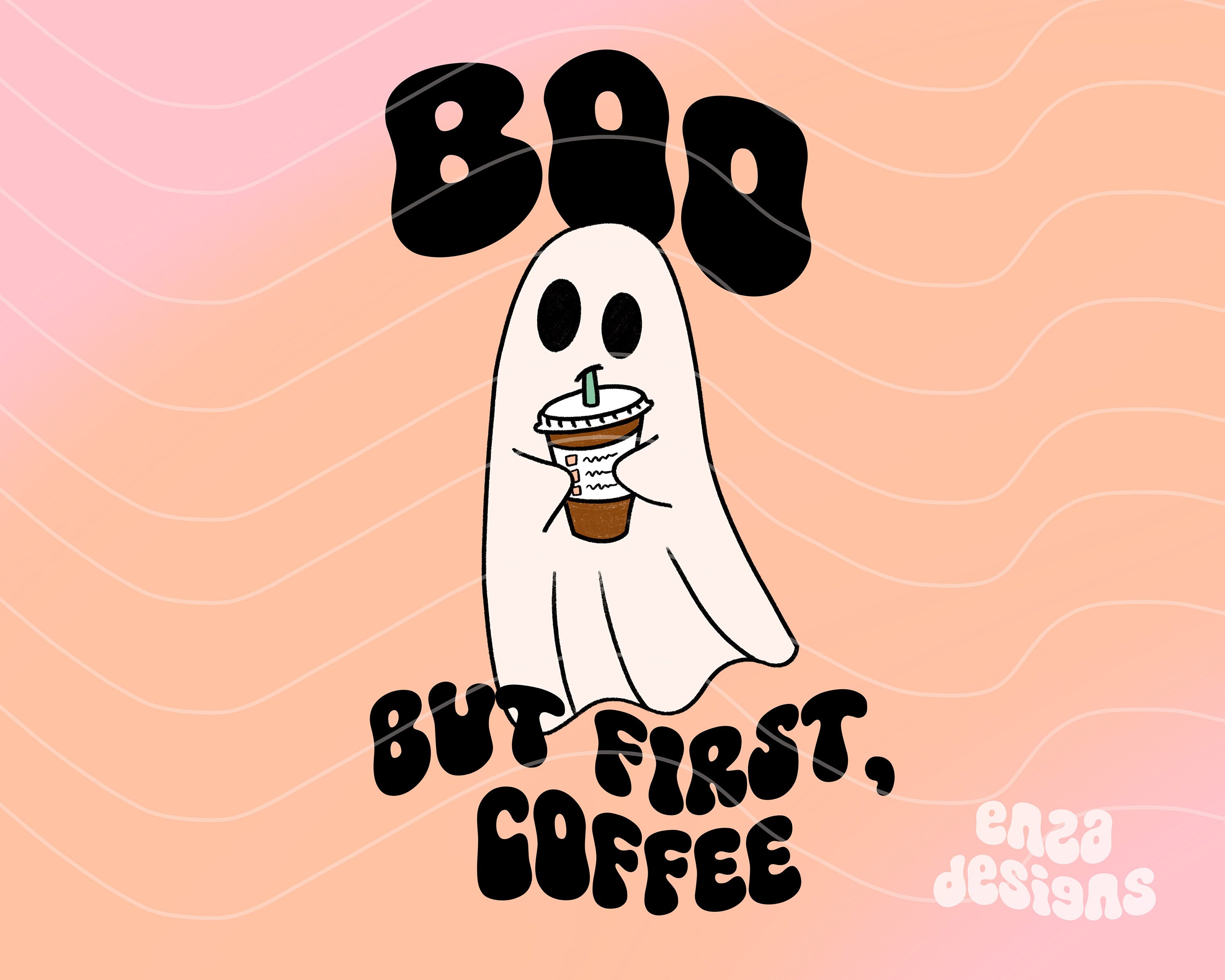 Boo but First Coffee Png Retro Halloween Png Ghost Png - Etsy