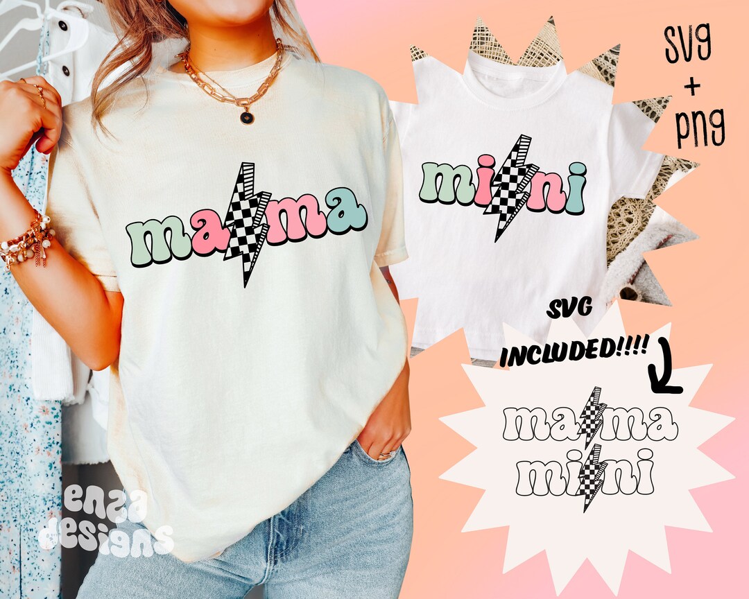Mama and Mini Svg, Mommy and Me Svg, Checkered Mama Svg, Mama Mini ...