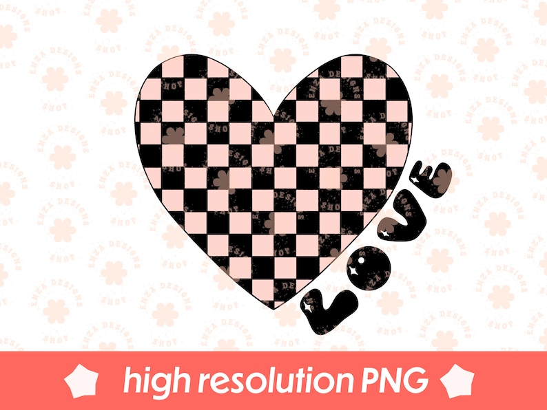 Checkered Heart Png, Love Png, Valentines Day Png, Retro Valentines Png ...