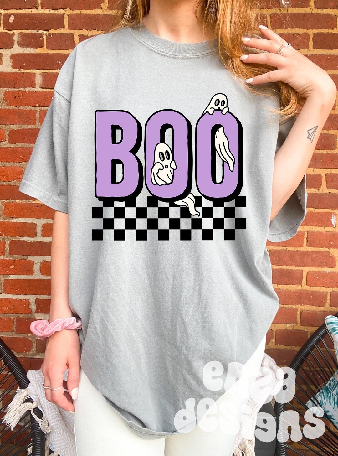 Boo Png, Retro Halloween Png, Spooky Season Png, Checkered Cute Ghosts ...