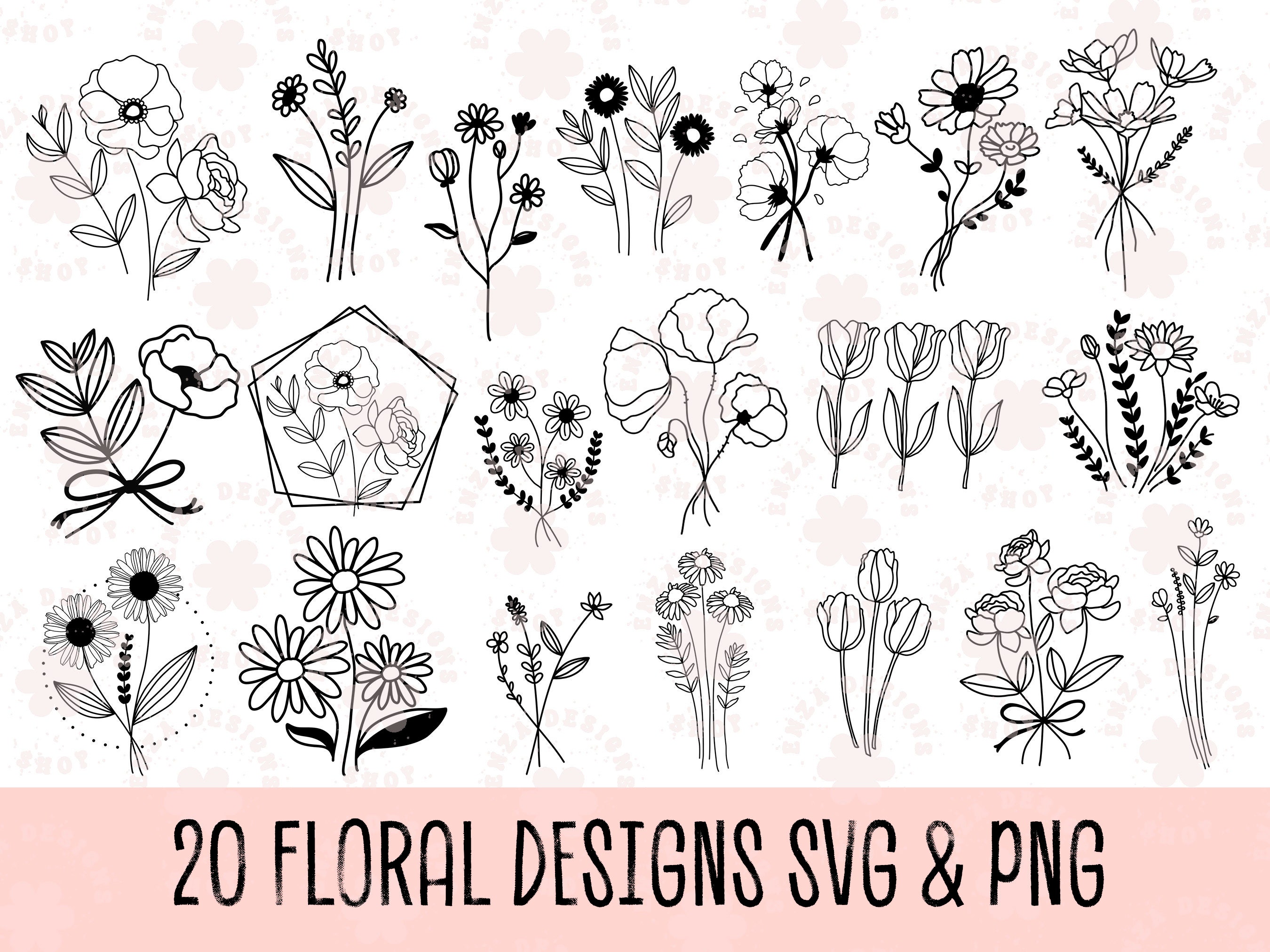 Floral Bouquet Svg Wildflower Svg Svg Png Bundle Botanical - Etsy