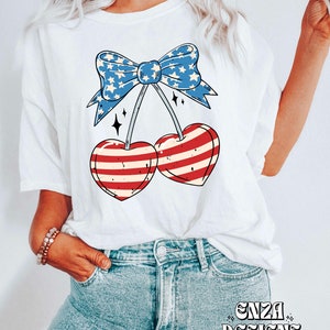 Cherry Coquette Bow 4th of July Png Sublimation Designs Digital ...