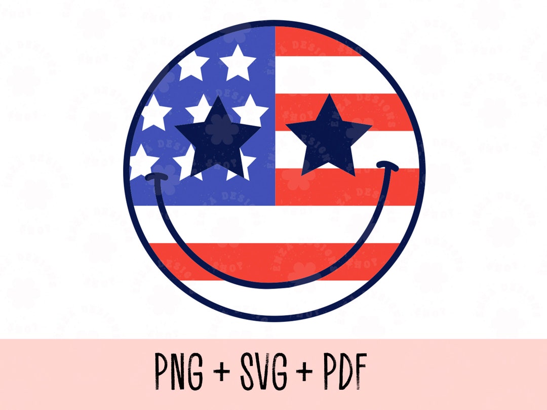 Smiley Flag Usa Svg, Usa Layered Svg, American Flag Svg, 4th of July ...