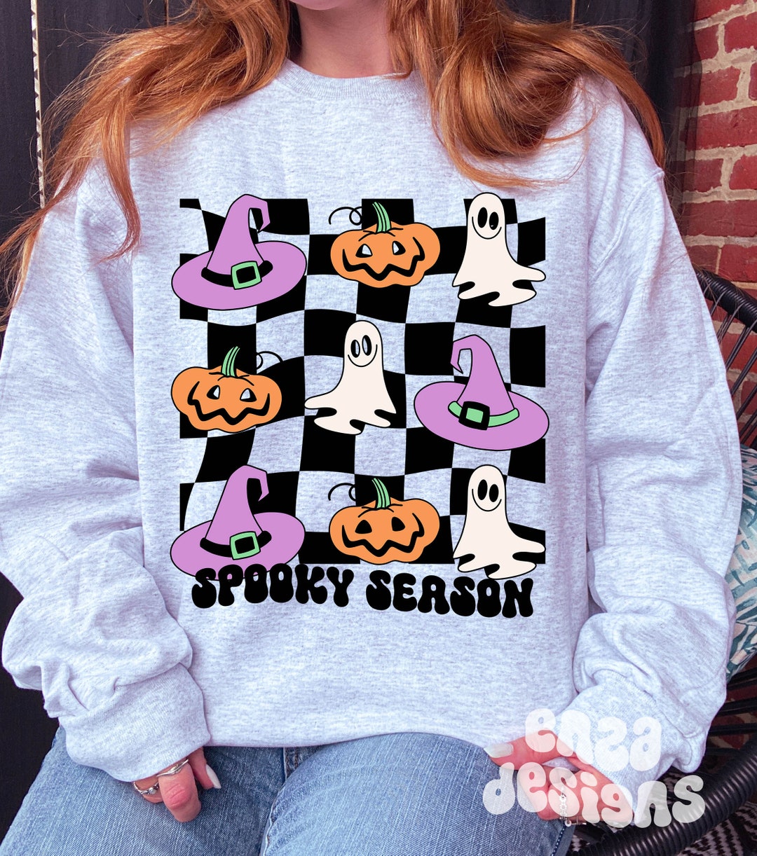 Spooky Season Checkered Halloween Png, Retro Halloween Png, , Spooky ...