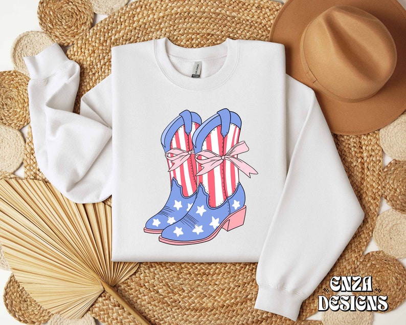 Coquette Cowgirl Boots 4th of July Png Sublimation Designs Digital ...