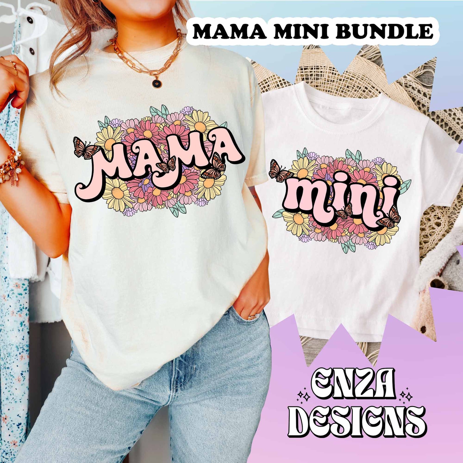 Floral Spring Mama Mini Png, Floral Mama Png, Mama and Mini Png, Mother ...