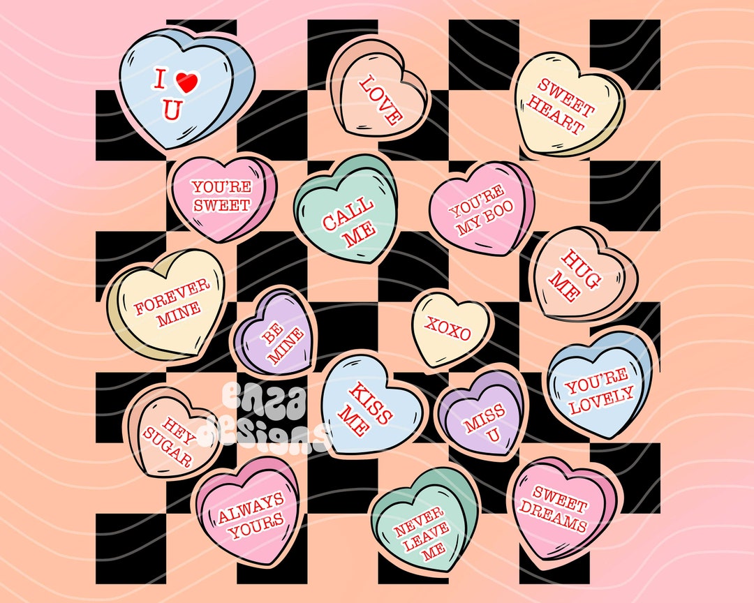 Retro Conversation Hearts Png, Retro Valentines Png, Valentines Day ...