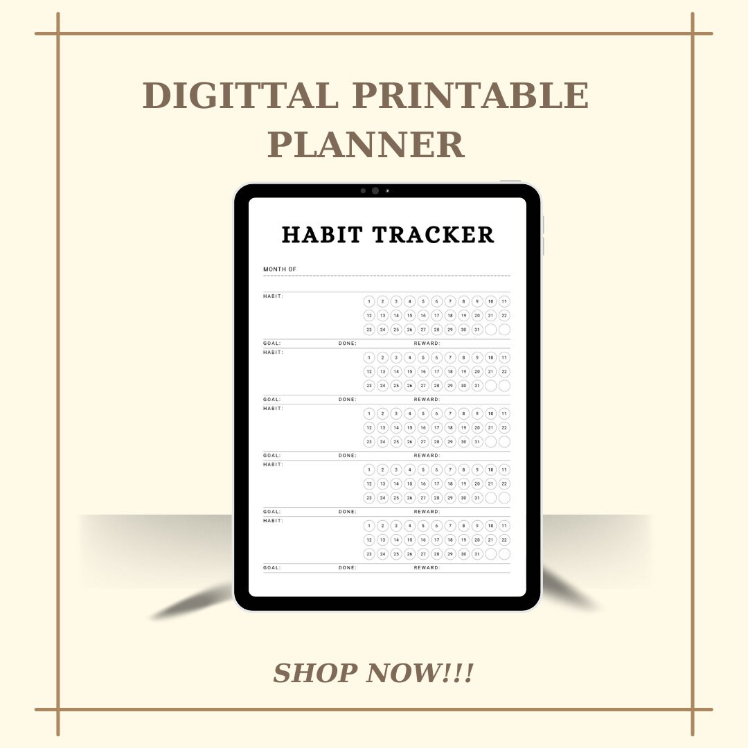 Habit Tracker, Tablet Habit Planner, Routine Checklist, A4, Printable ...