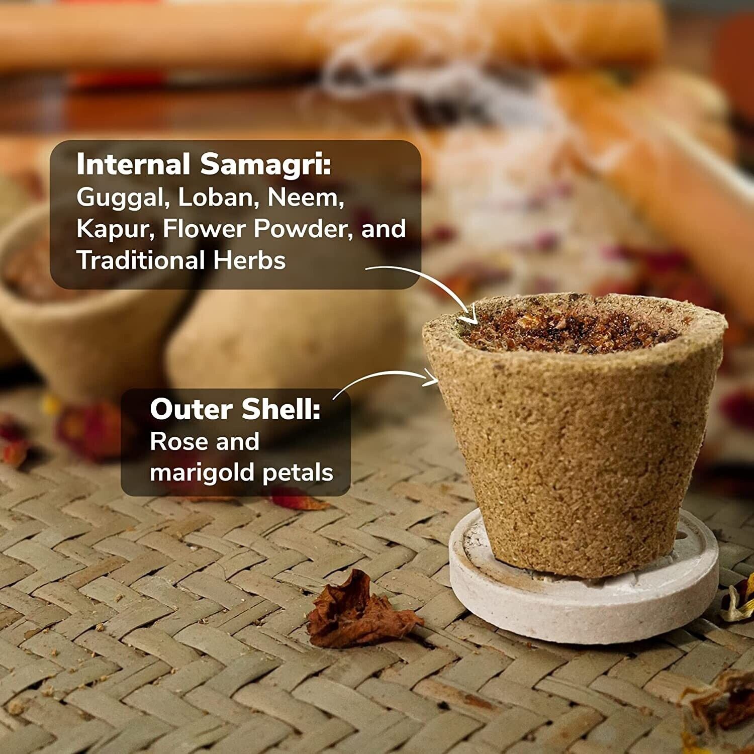 Havan Cups 15 CUPS With FREE Holder, Made With Flowers and Herbs 100% ...