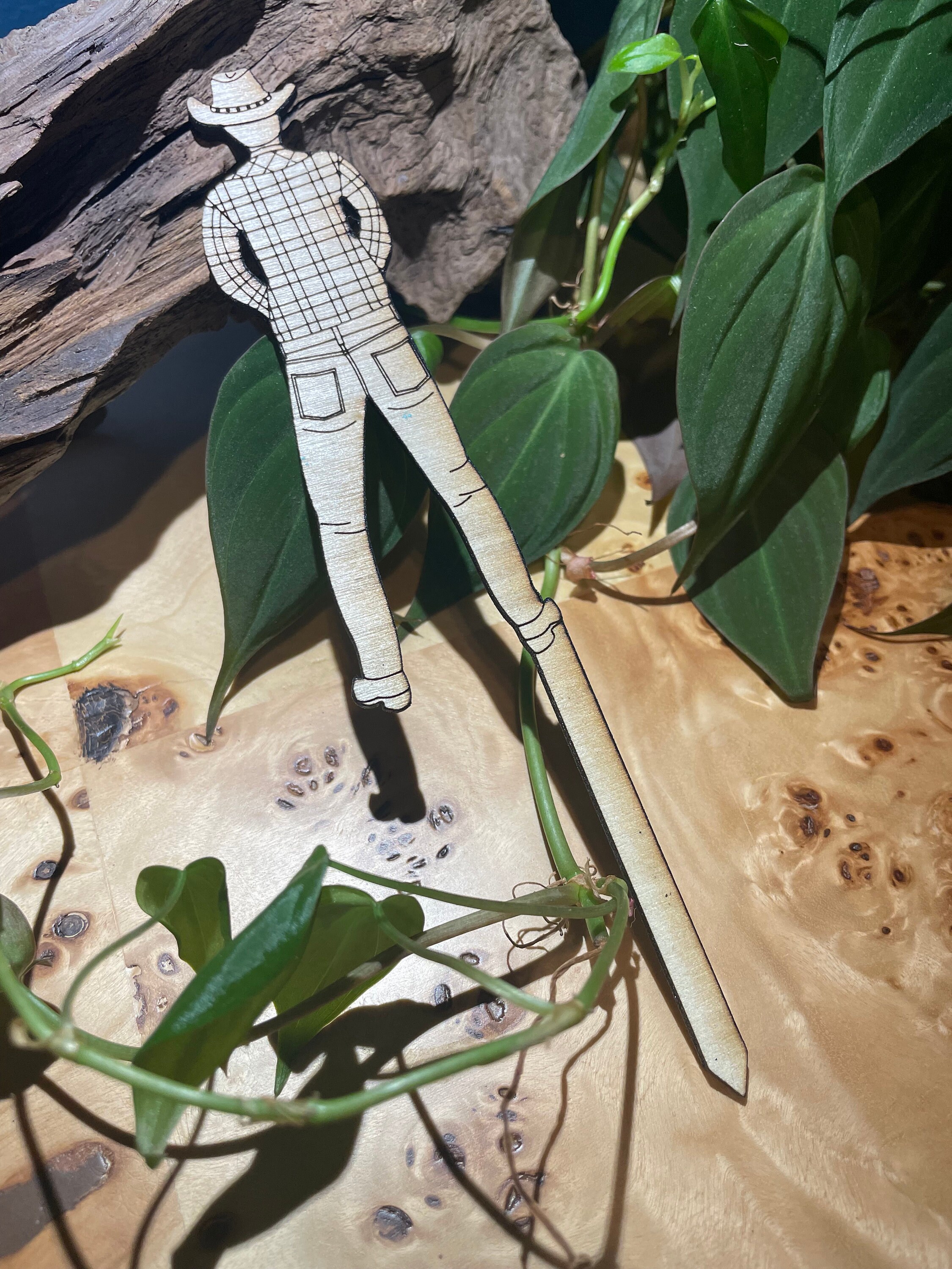 Peeing Cowboy Plant Stake, Plant Ornament, Wooded Plant Decor, Funny ...