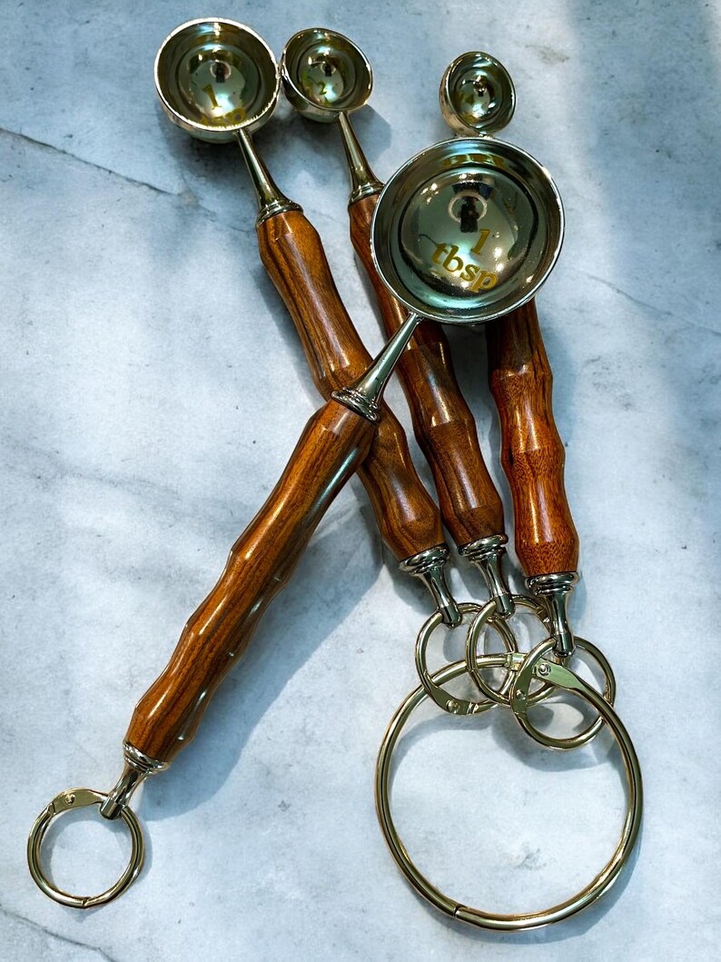 Bolivian Rosewood Measuring Cups and Spoons Set, Exotic Handmade Wood ...