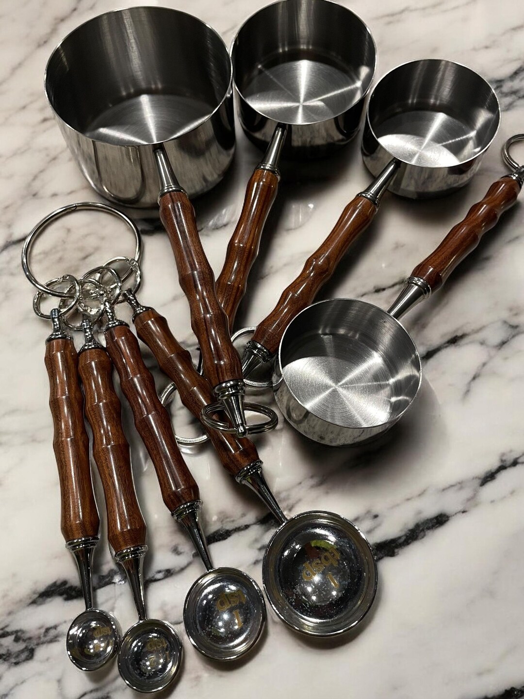 Bolivian Rosewood Measuring Cups and Spoons Set, Exotic Handmade Wood ...