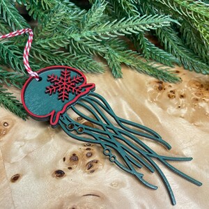 Wooden Jellyfish Ornament, Coastal Christmas Decor, Sea Life Tree ...