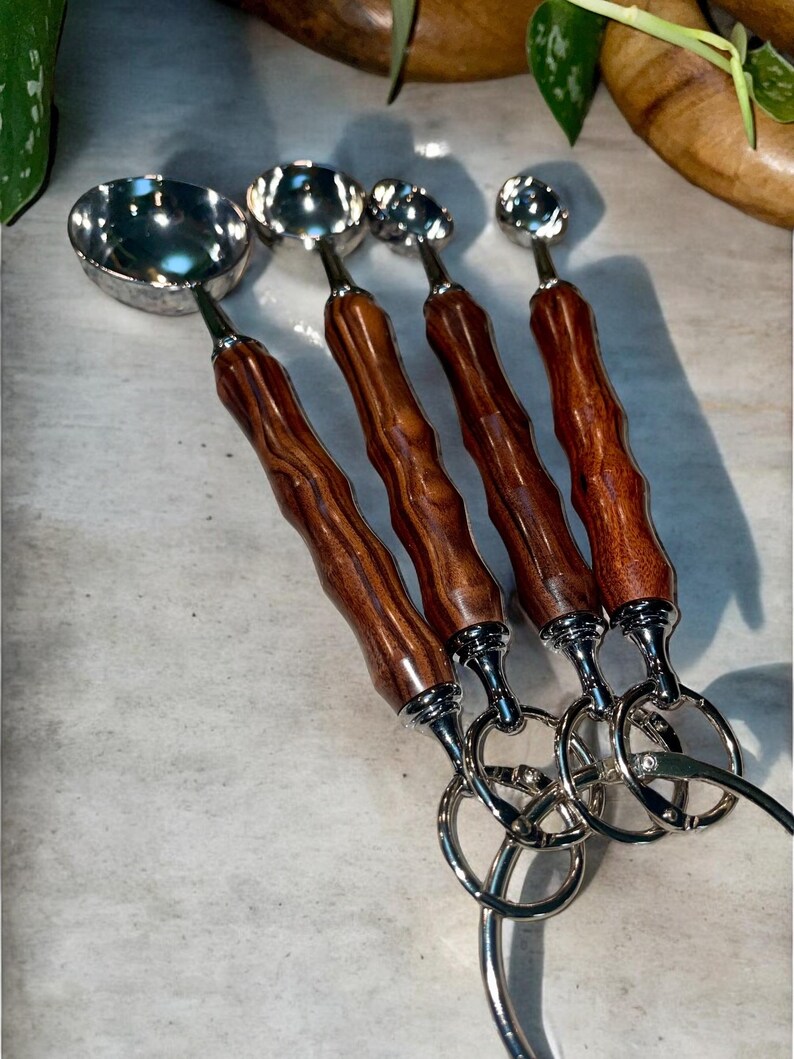 Bolivian Rosewood Measuring Cups and Spoons Set, Exotic Handmade Wood ...
