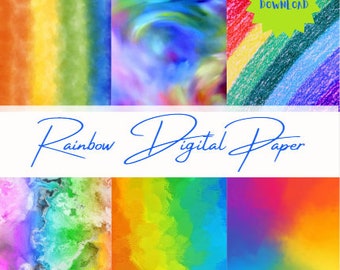 Rainbow Patterns Digital Scrapbook Paper Volume 1, Bright, Colorful ...