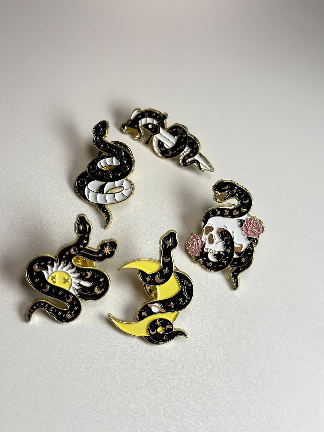 Snake Enamel Pin | Python Enamel Pin | Celestial Snake Enamel Pin | - Etsy