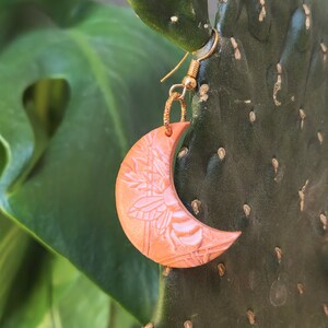 Terracotta 'sweet Bee' Crescent Moon Dangles | Bee Stamp | Handmade ...