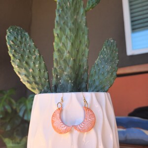 Terracotta 'sweet Bee' Crescent Moon Dangles | Bee Stamp | Handmade ...