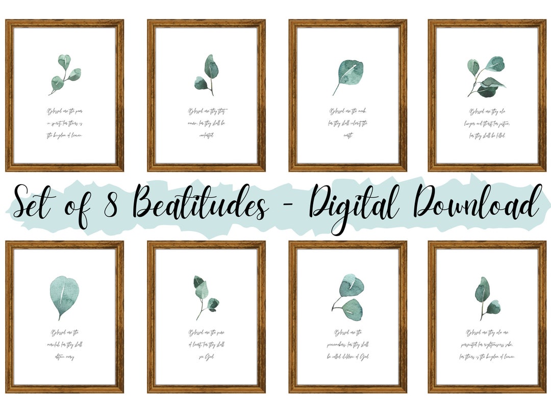 Set of 8, the Beatitudes Bundle, Digital Download Prints, Christian ...