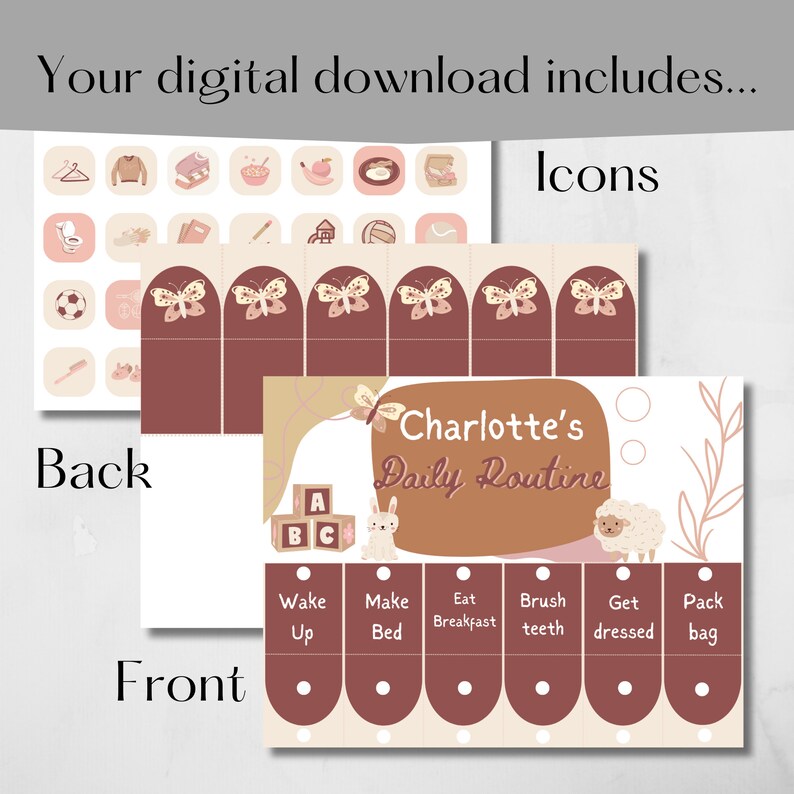 Editable Kids Routine Chart, Daily Routine, Morning Routine, Daily ...