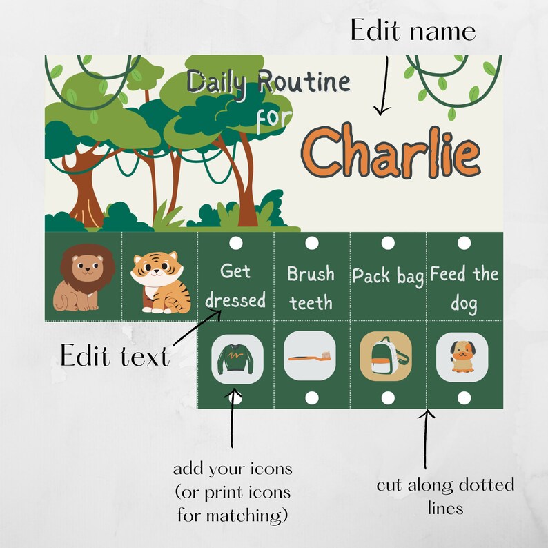 Editable Kids Routine Chart, Daily Routine, Morning Routine, Daily ...