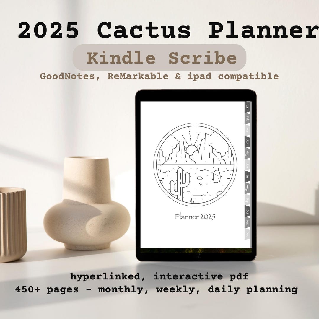 2025 Kindle Scribe Yearly Planner, Cactus 2025 Planner, Interactive ...