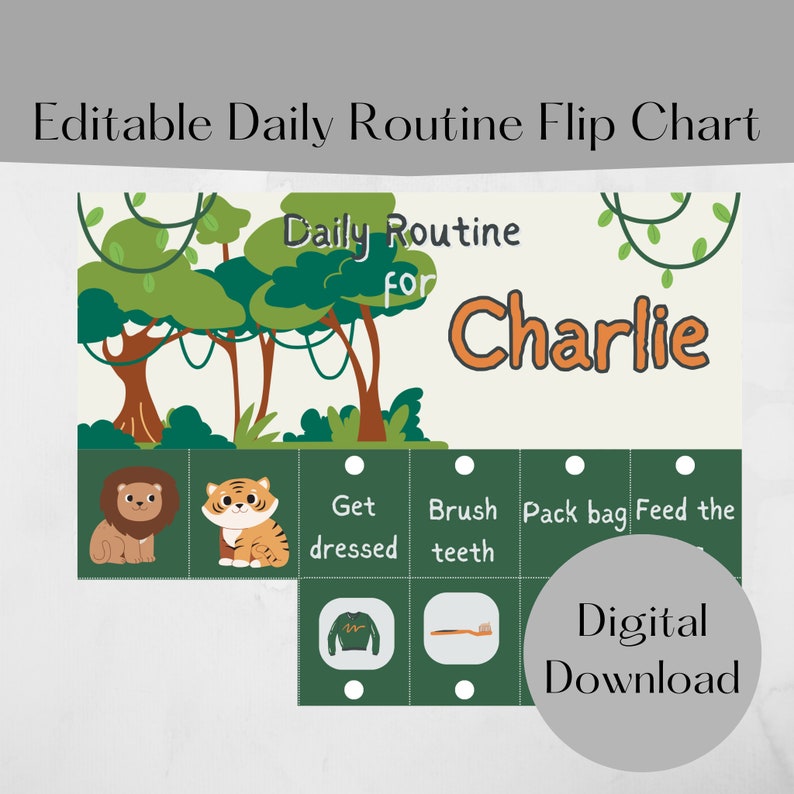 Editable Kids Routine Chart, Daily Routine, Morning Routine, Daily ...