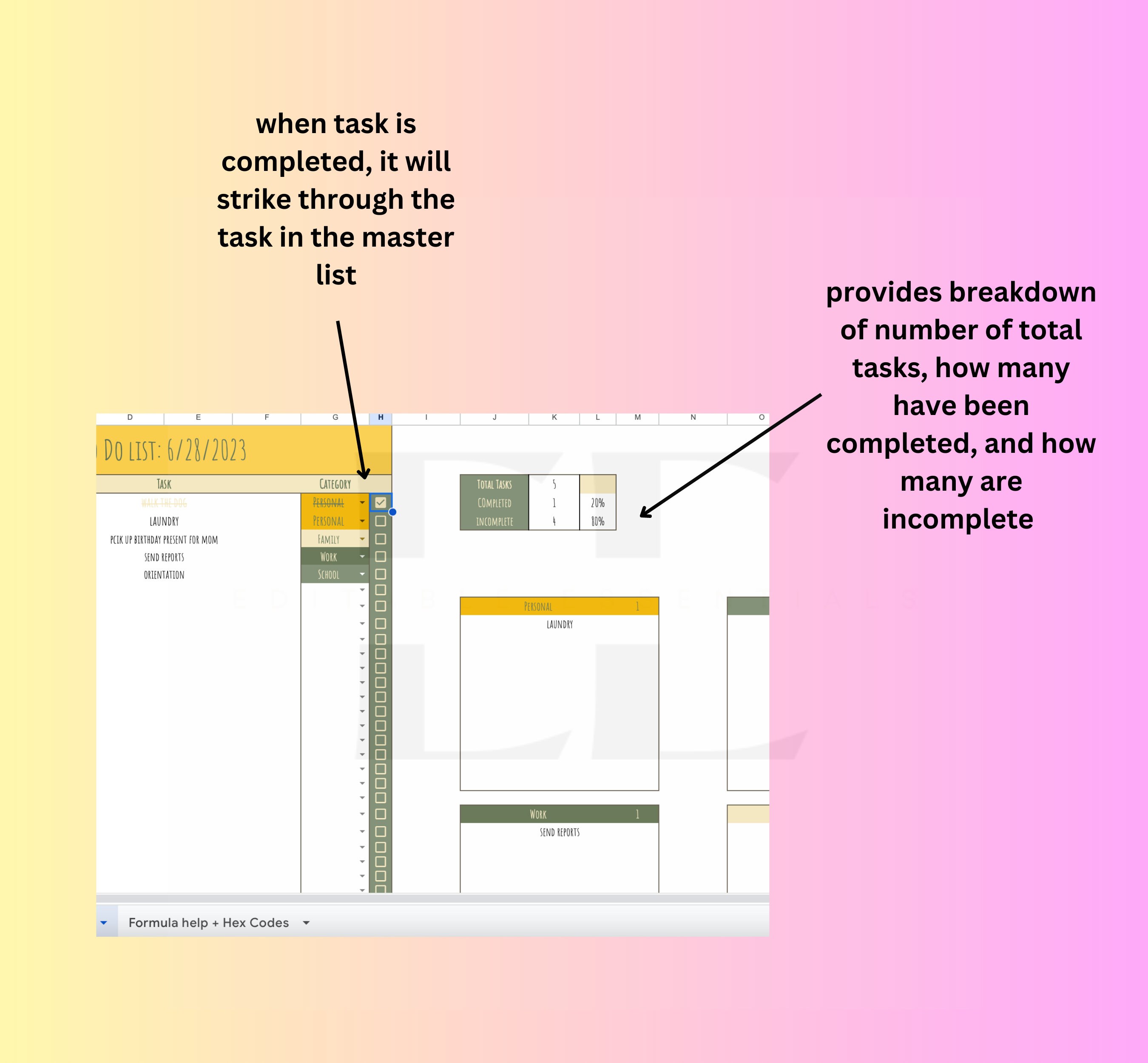 Lemon Simple to Do Checklist, Google Sheets, Google Sheets Template ...