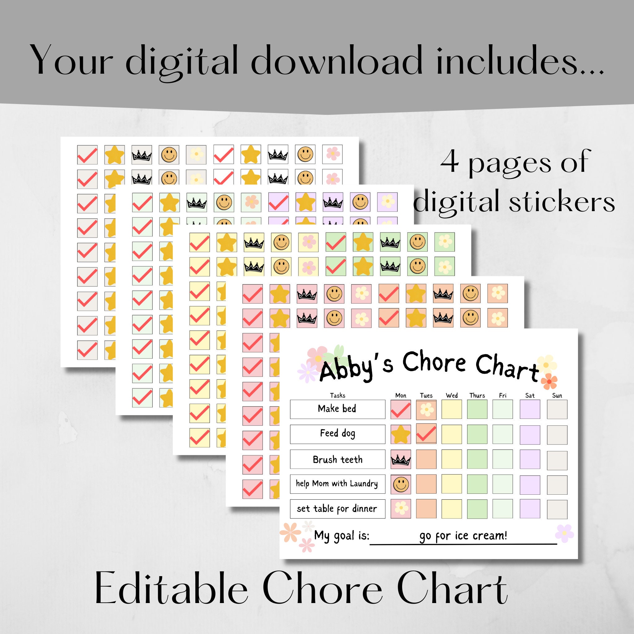Editable Kids Routine Chart, Daily Routine, Morning Routine, Daily ...