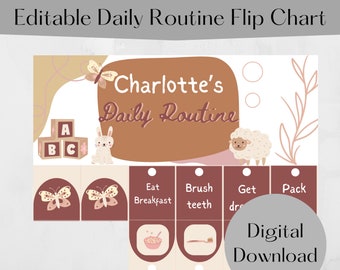 Editable Kids Routine Chart, Daily Routine, Morning Routine, Daily ...