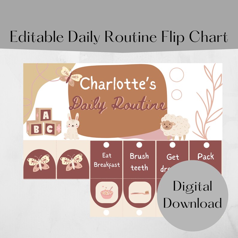 Editable Kids Routine Chart, Daily Routine, Morning Routine, Daily ...