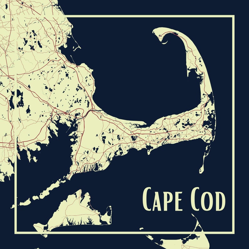 Cape Cod or Your City - Coastal Customizable Square City Map Decorative ...