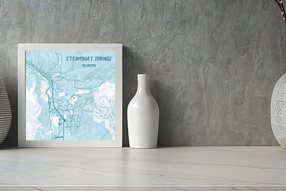 Customizable Topographic Square City Map Decorative Poster Print ...