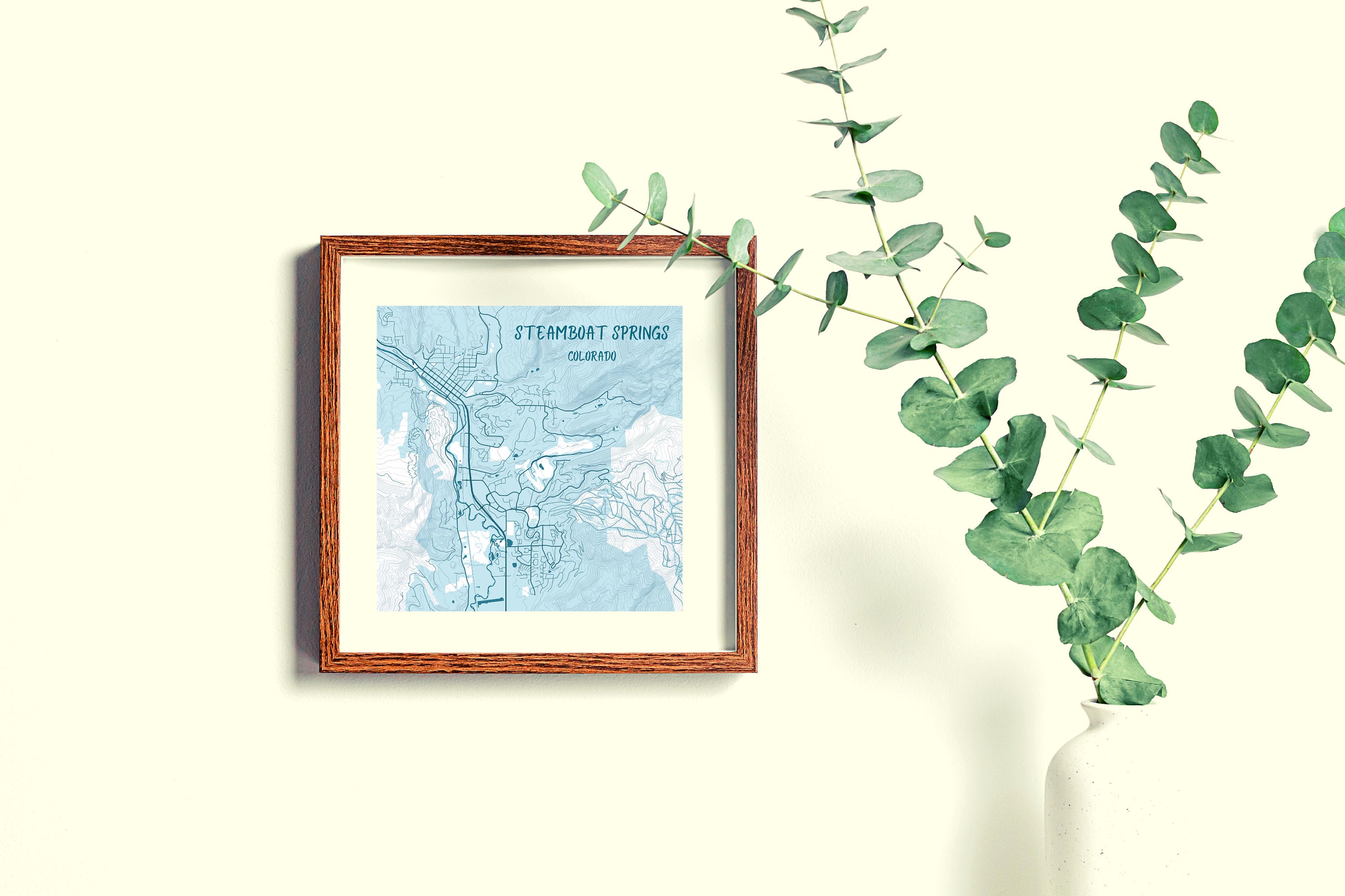 Customizable Topographic Square City Map Decorative Poster Print ...