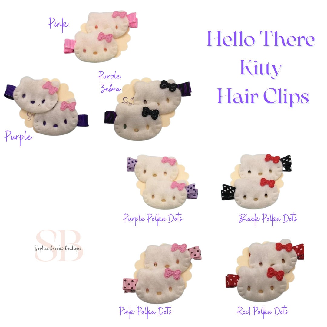 Hello There Kitty Felt Clip Pair (set of 2) - Etsy