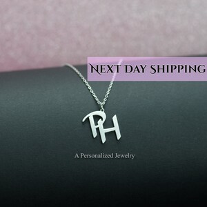 Two Initials Necklace, Double Letters Pendant , Mothers Necklace , Gold ...