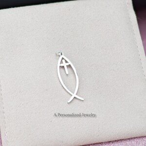 Ichthus Necklace, Sterling Silver Jesus Fish Symbol With Cross Pendant ...