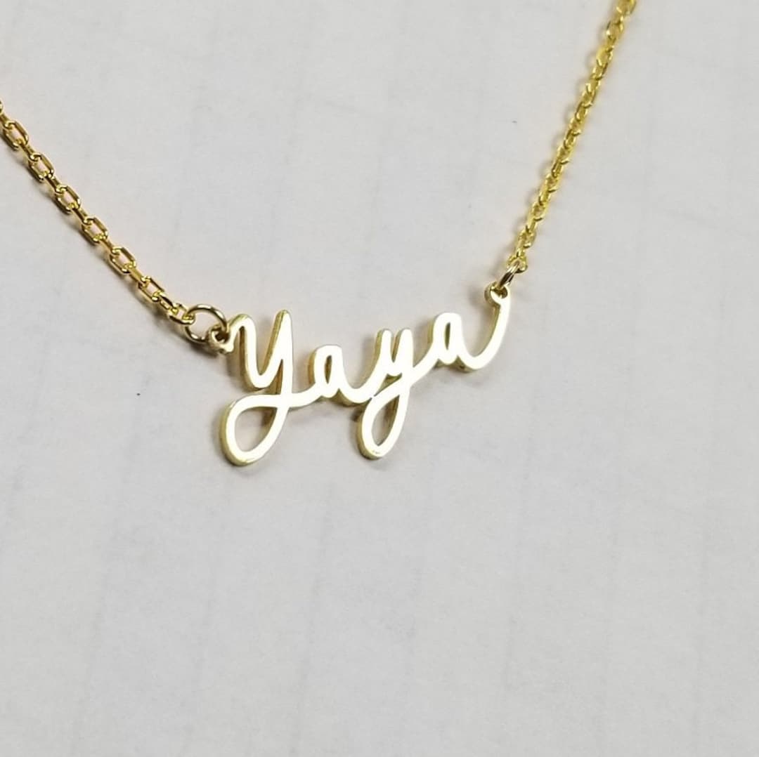Dainty Yaya Necklace, Sterling Silver, Gold, Yaya Necklace, Gift for ...