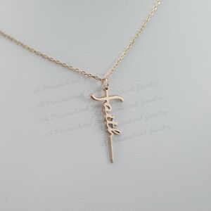 Faith Necklace, Faith Cross Jewelry, 18K Gold Necklace, Sterling Silver ...