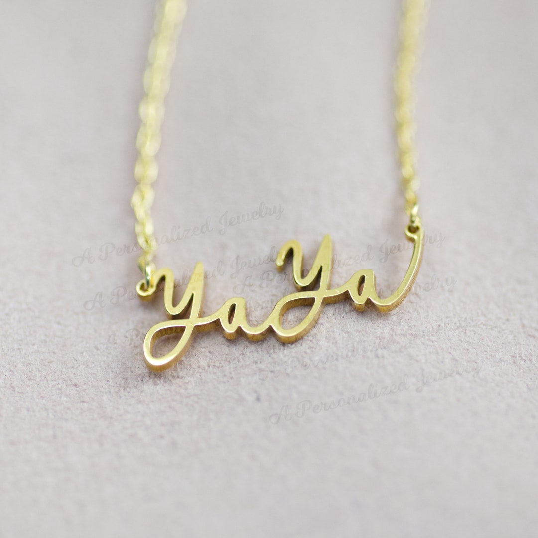 Dainty Yaya Necklace, Sterling Silver, Gold, Yaya Necklace, Gift for ...