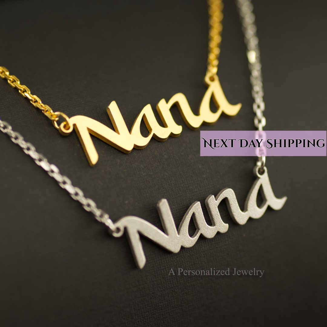 Dainty Nana Necklace in Sterling Silver, Gold, Nana Necklace, Gift for ...