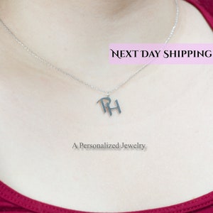 Two Initials Necklace, Double Letters Pendant , Mothers Necklace , Gold ...